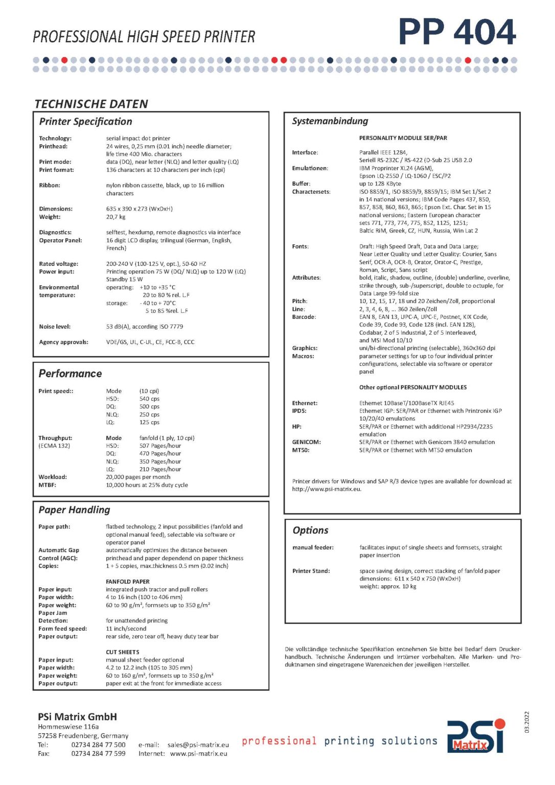 Data Sheet PP 404 - PSi Matrix