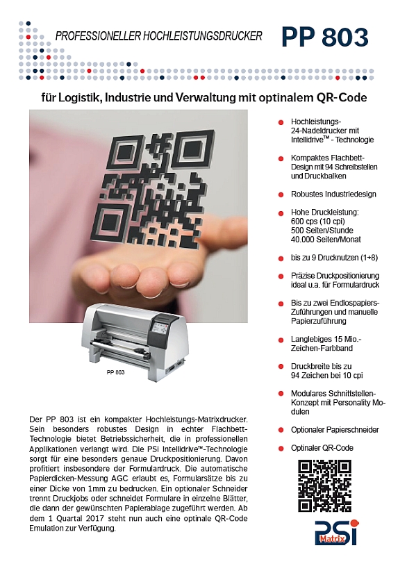 Data Sheet PP 803 QR-Code - PSi Matrix